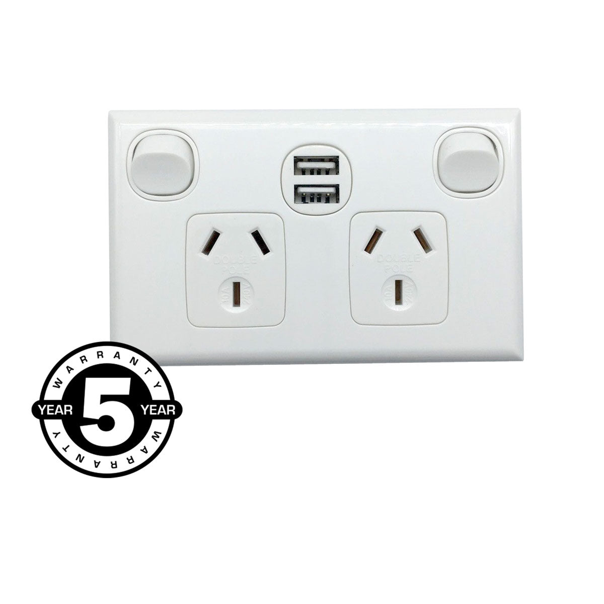 Double POLE Power Point With Twin USB - SUPER FAST 2.1A 5v – EDA Online