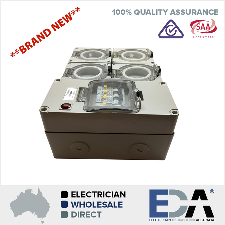 2 x 10 Amp 2 x 15 Amp 3 Pin RCBO Protected Outlet Single Phase IP66 ...