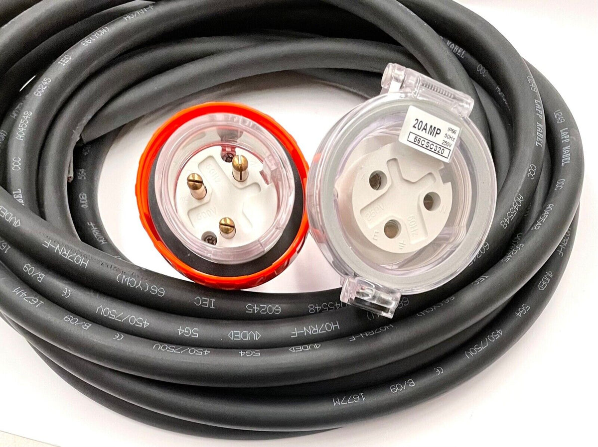 20 amp 3pin Round Pin 240v HEAVY DUTY Industrial Extension Lead Cord x ...