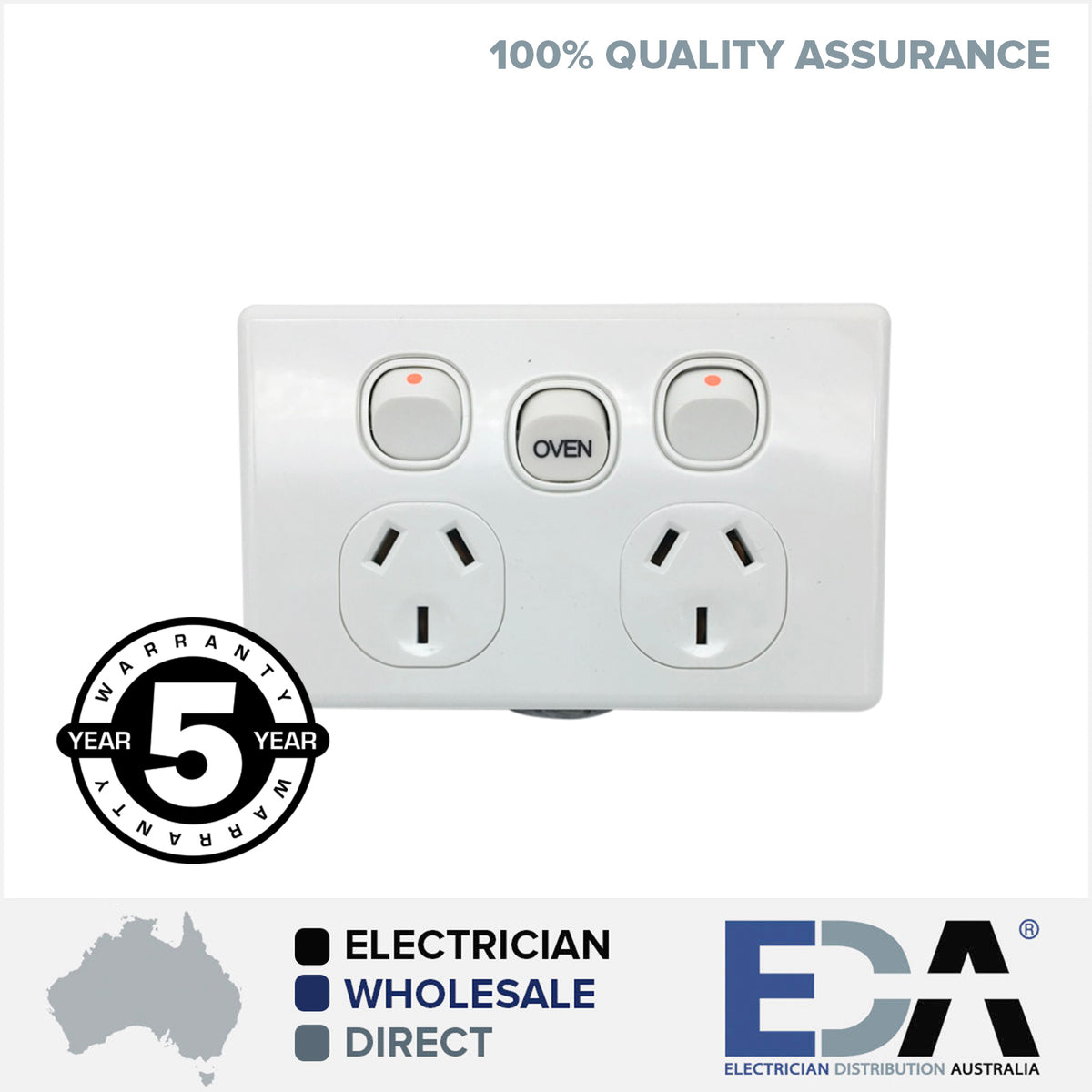 SLIM Double GPO Power Point With Oven 35 Amp Extra Switch Outlet Elect ...