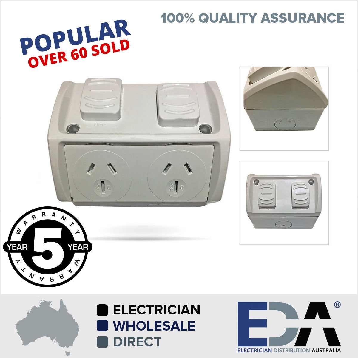 15A Weatherproof Double Power Point GPO 15 Amp Socket Waterproof – EDA ...