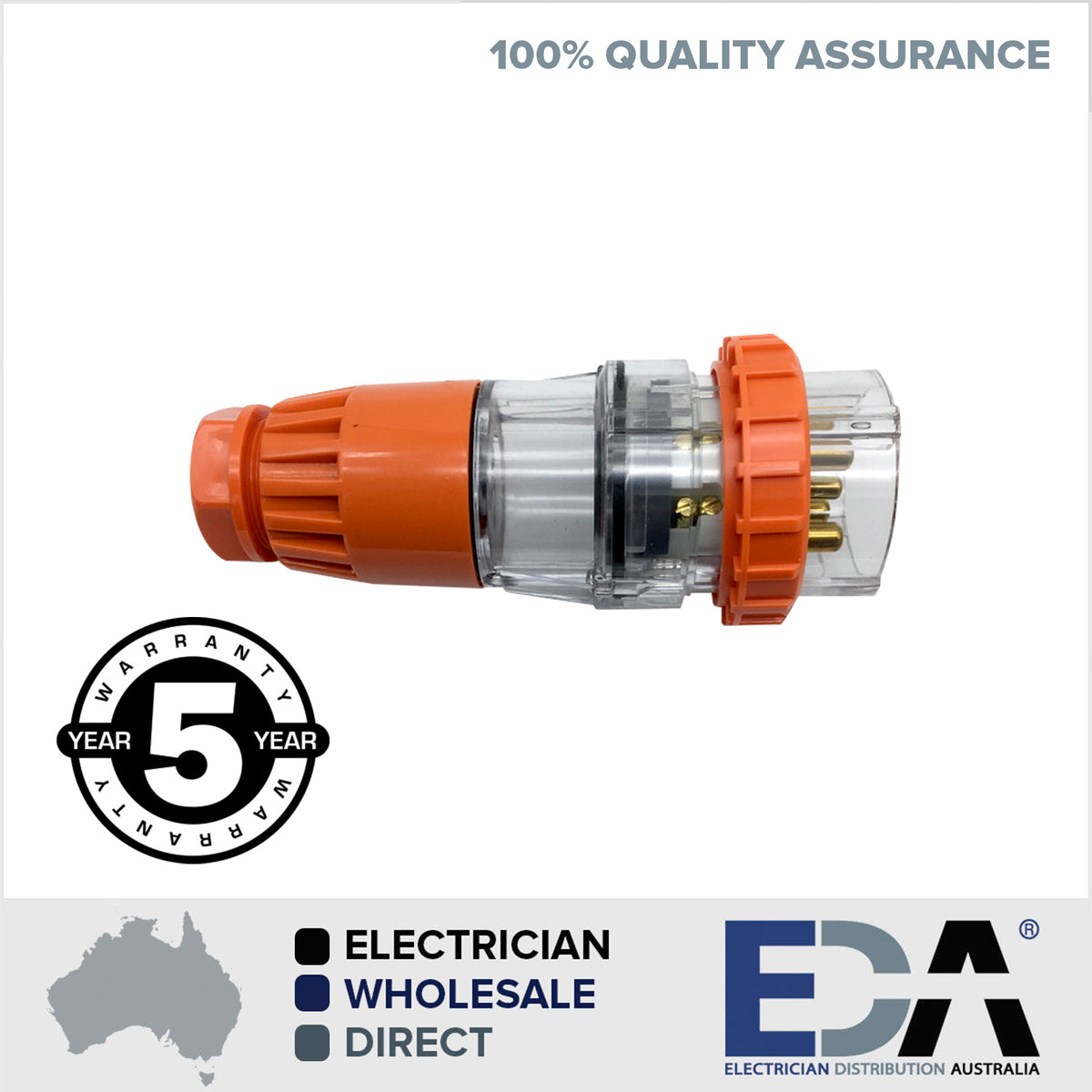 50 Amp 5 pin Weatherproof Switched Socket Outlet IP66 Straight Plug Ma ...
