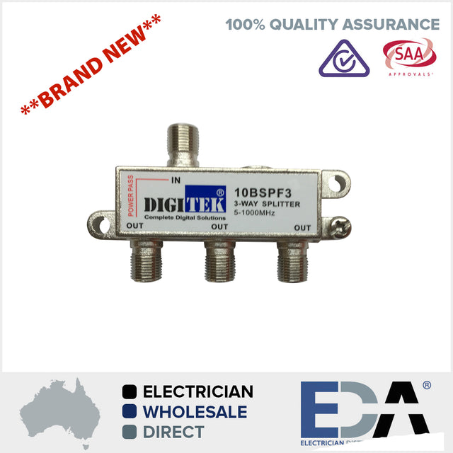 3 Way TV Splitter With 4 F Type Crimp Connectors Foxtel Antenna Televi ...