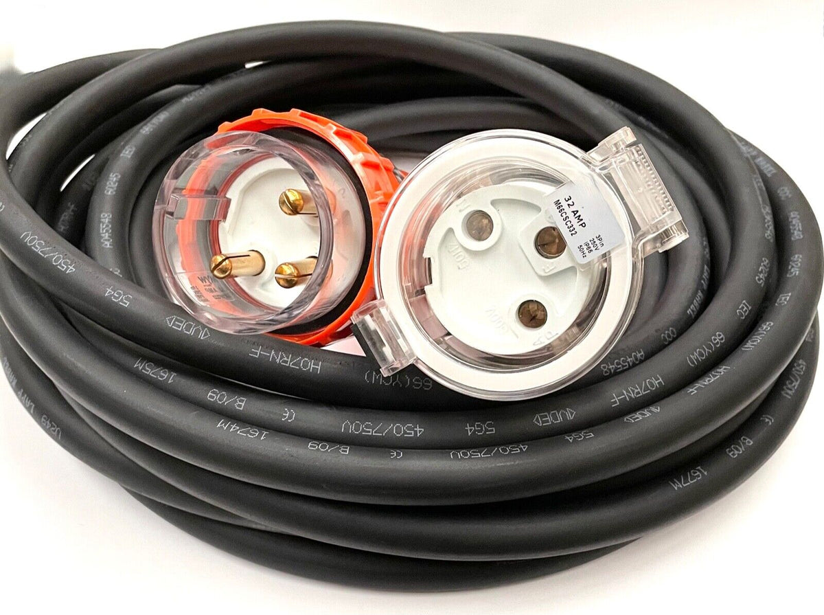 32 amp 3pin Round Pin 240v HEAVY DUTY Industrial Extension Lead Cord x ...