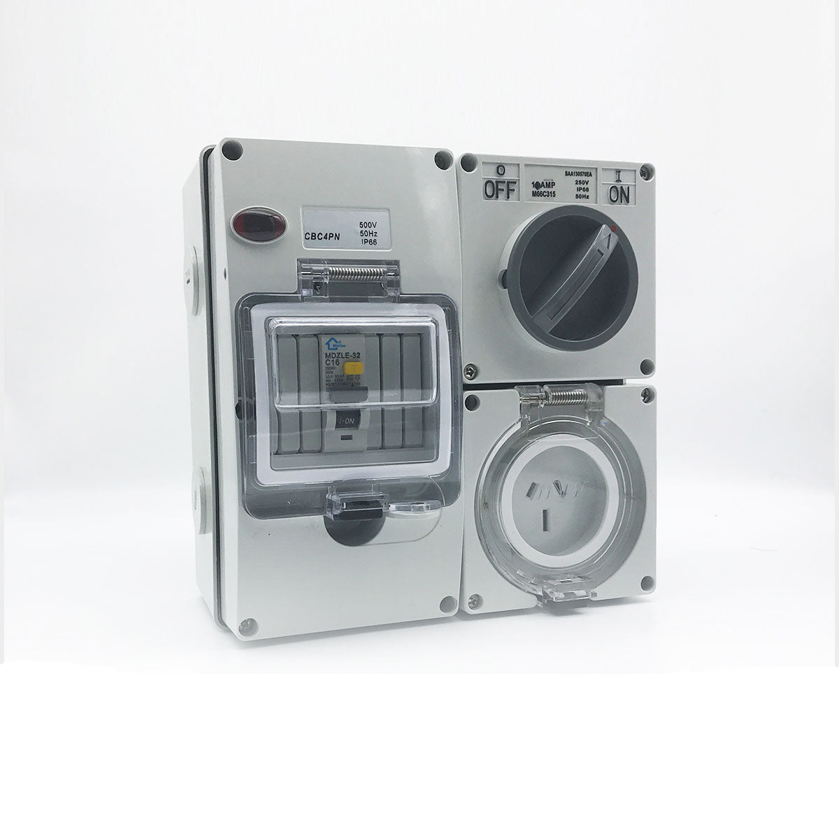 3 pin 15 Amp Switched Socket RCBO Protected Outlet 4 Pole Switchboard ...