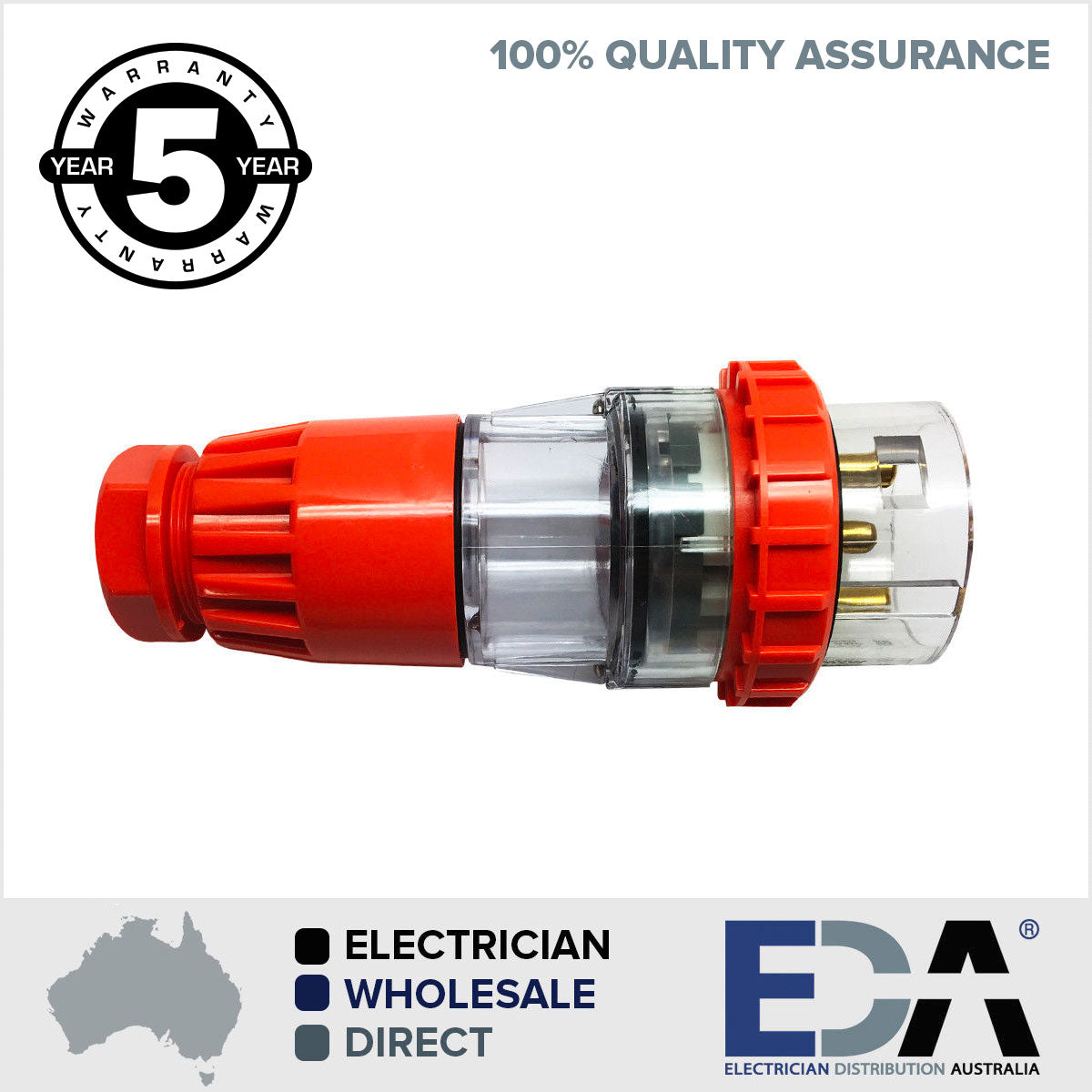 3 Pin 32A Amp 240V IP66 Weatherproof Male Straight Plug Single Phase ...