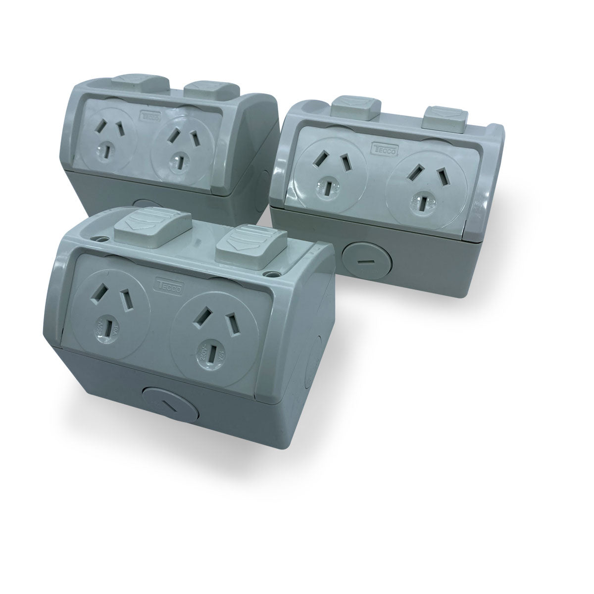 3x Weatherproof Double Power Point GPO 10 Amp Socket Waterproof 2 GPO ...