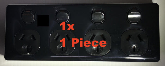 4 Way Power Point BLACK GPO Quad DOUBLE POLE Outlet Socket Four Gang x ...