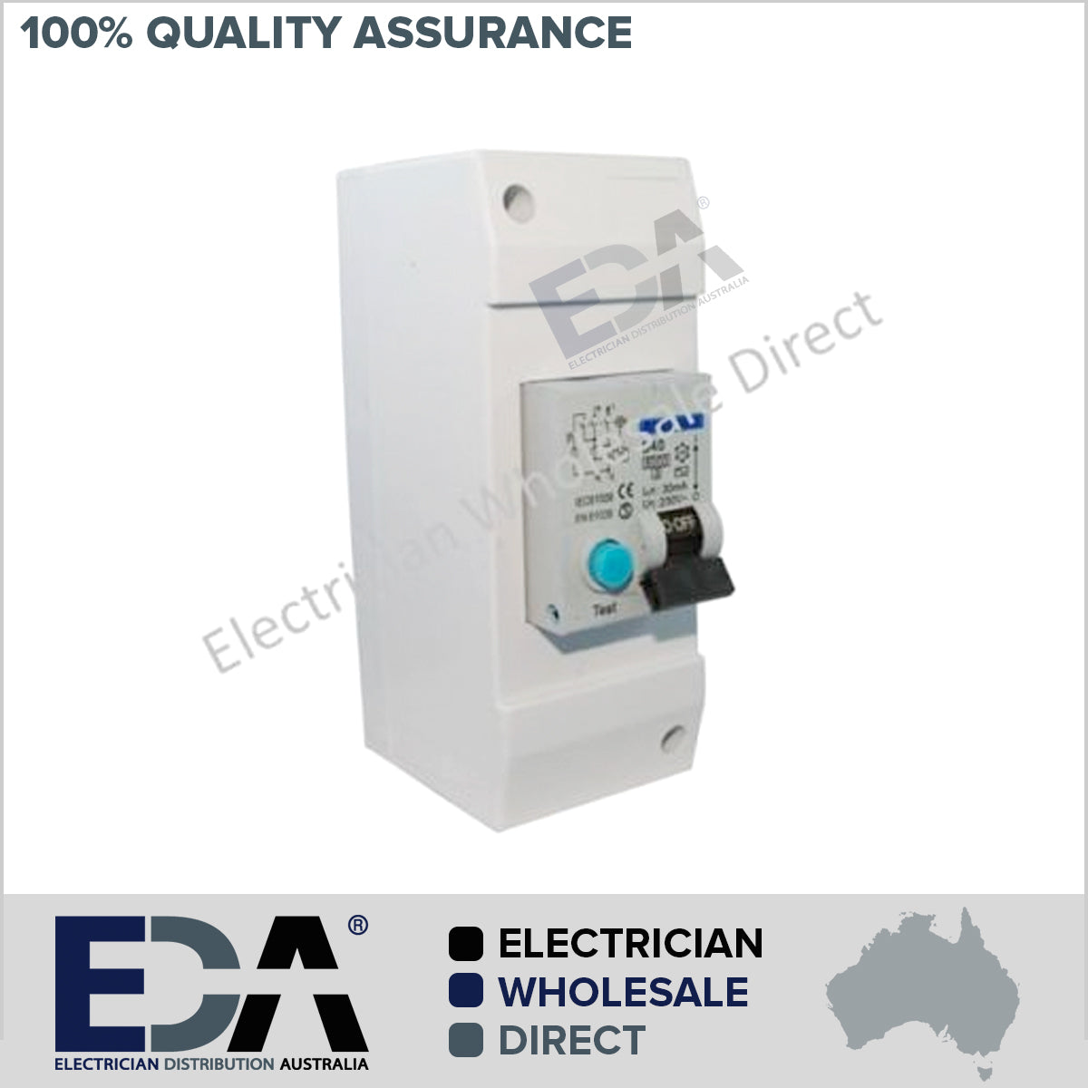 40 Amp RCD in a 2 Pole Enclosure Switchboard with Din Rail Consumer Un ...