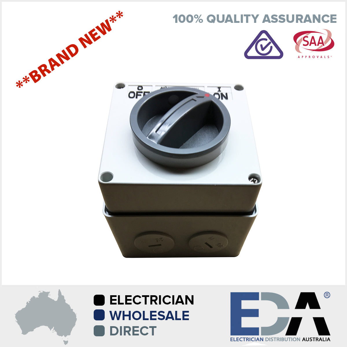 50 Amp 3 phase Switch Isolator IP66 Weatherproof Industrial Pole Only ...