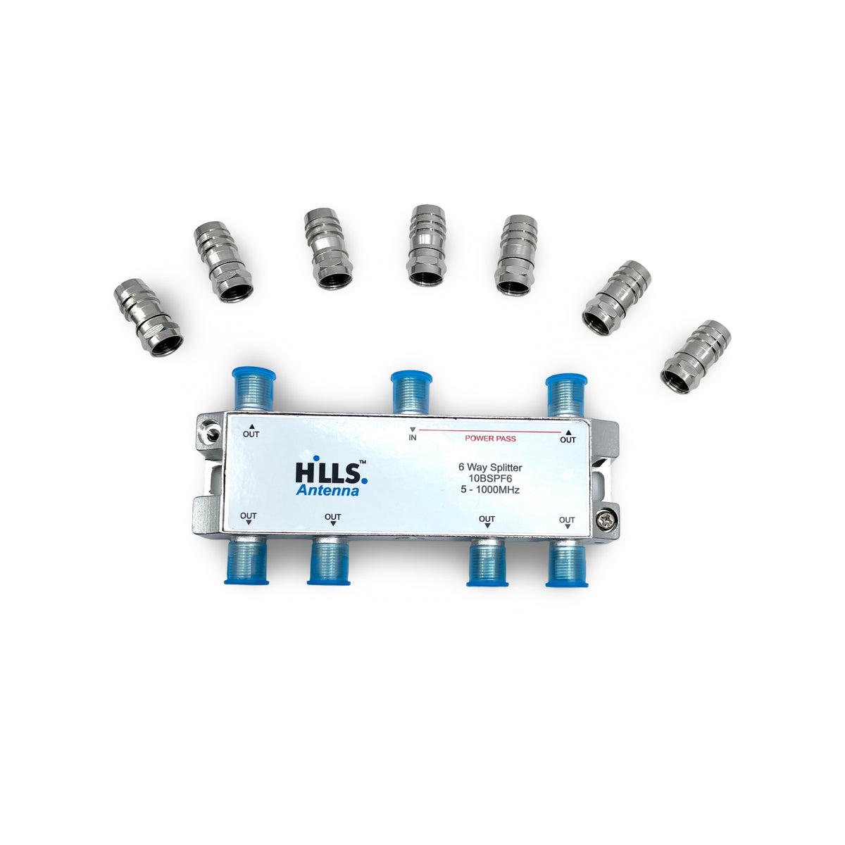 6 Way TV Splitter With 7 F Type Crimp Connectors Foxtel Antenna – EDA ...