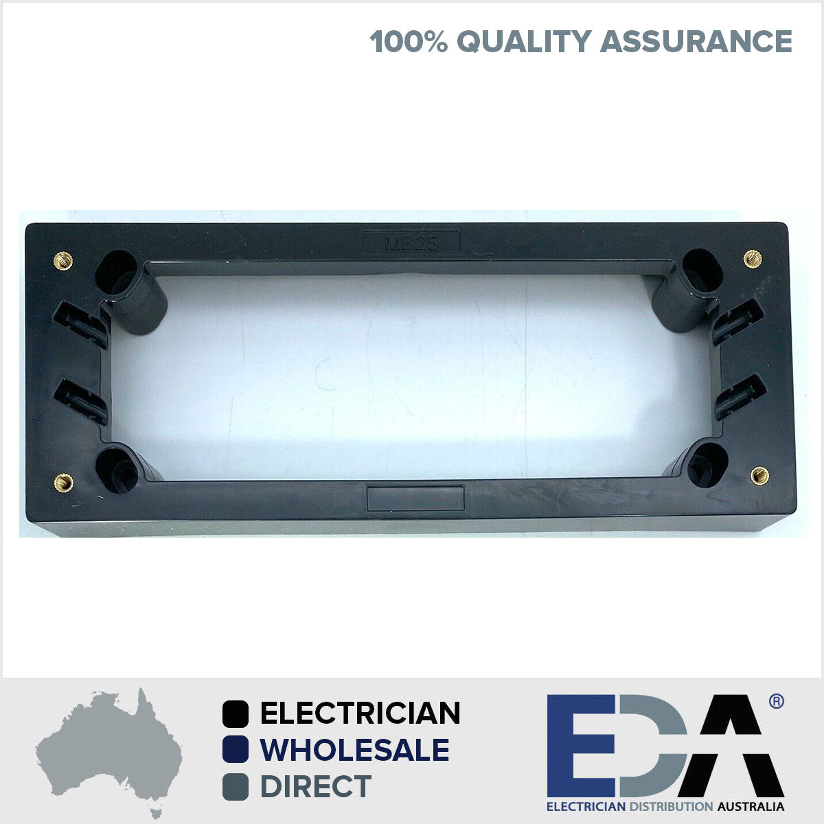 Black Quad Mounting Block 4 gang Base GPO power point 25mm Deep 4 Way ...