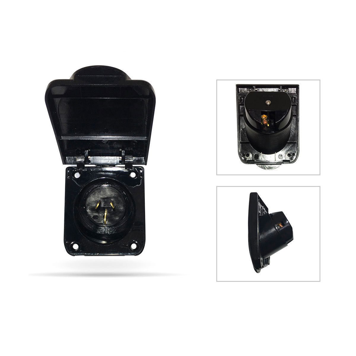 Caravan Inlet BLACK 15 Amp Power Boat, Motor home RV 240V Socket Elect ...