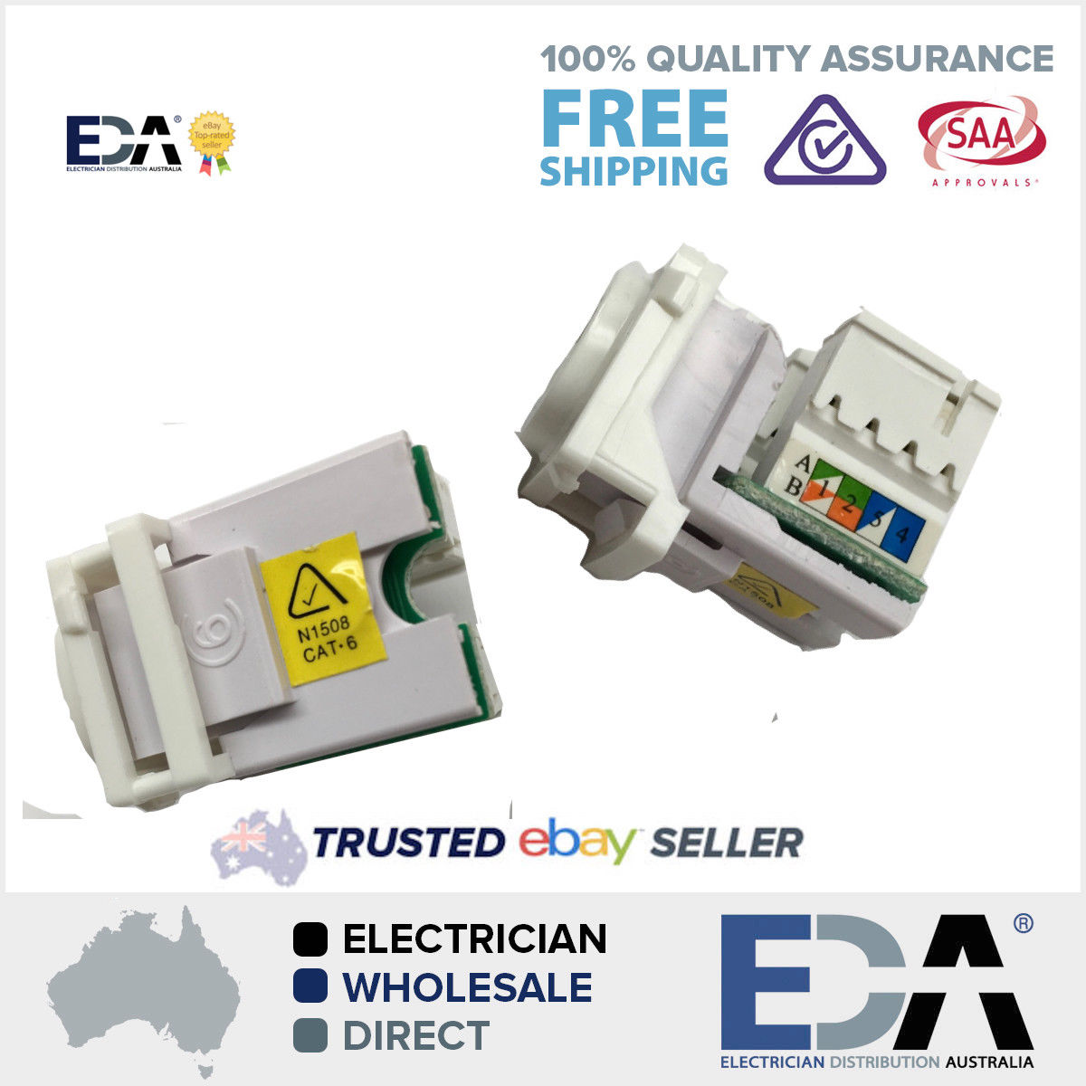 Cat 6 RJ 45 High Speed Data Socket Mechanism Suits Clipsal Network Ins ...
