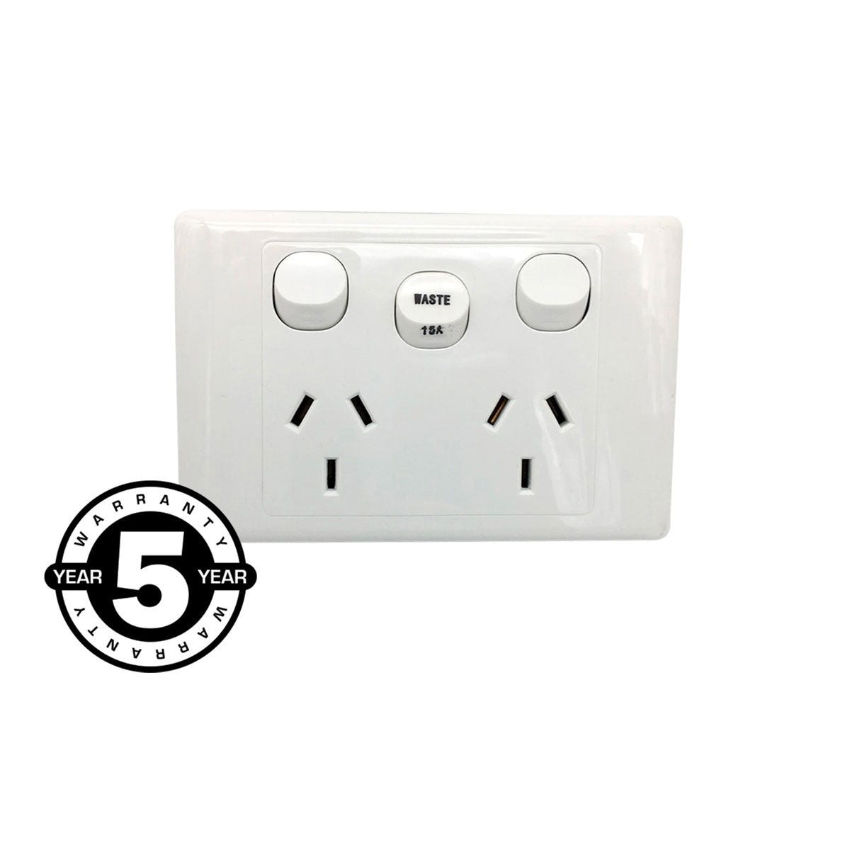Double Power Point GPO Outlet with WASTE 15 AMP Extra Switch 2000 seri ...