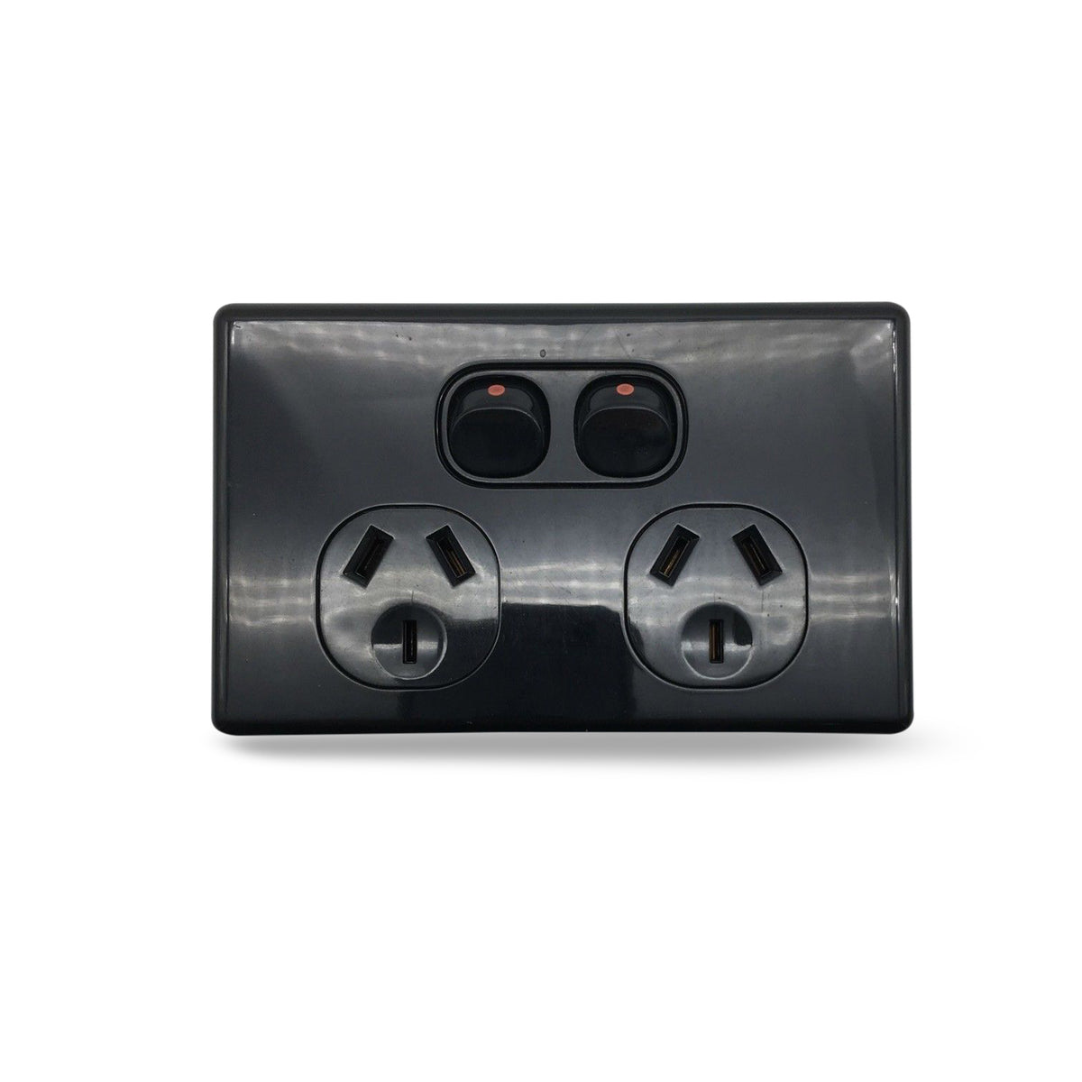 BLACK Slim Line Double Power Point SLIM GPO Socket Outlet DGPO 10 Amp ...