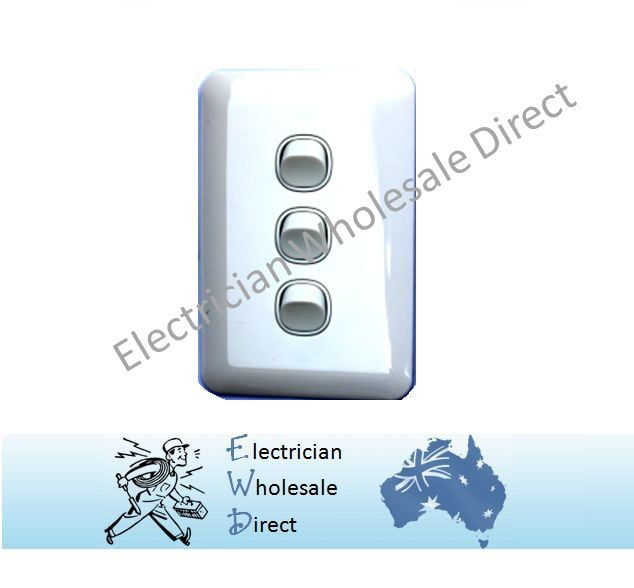 Slim Wafer 3 Gang Light Switch White Bakelight Slimline Electrical out ...