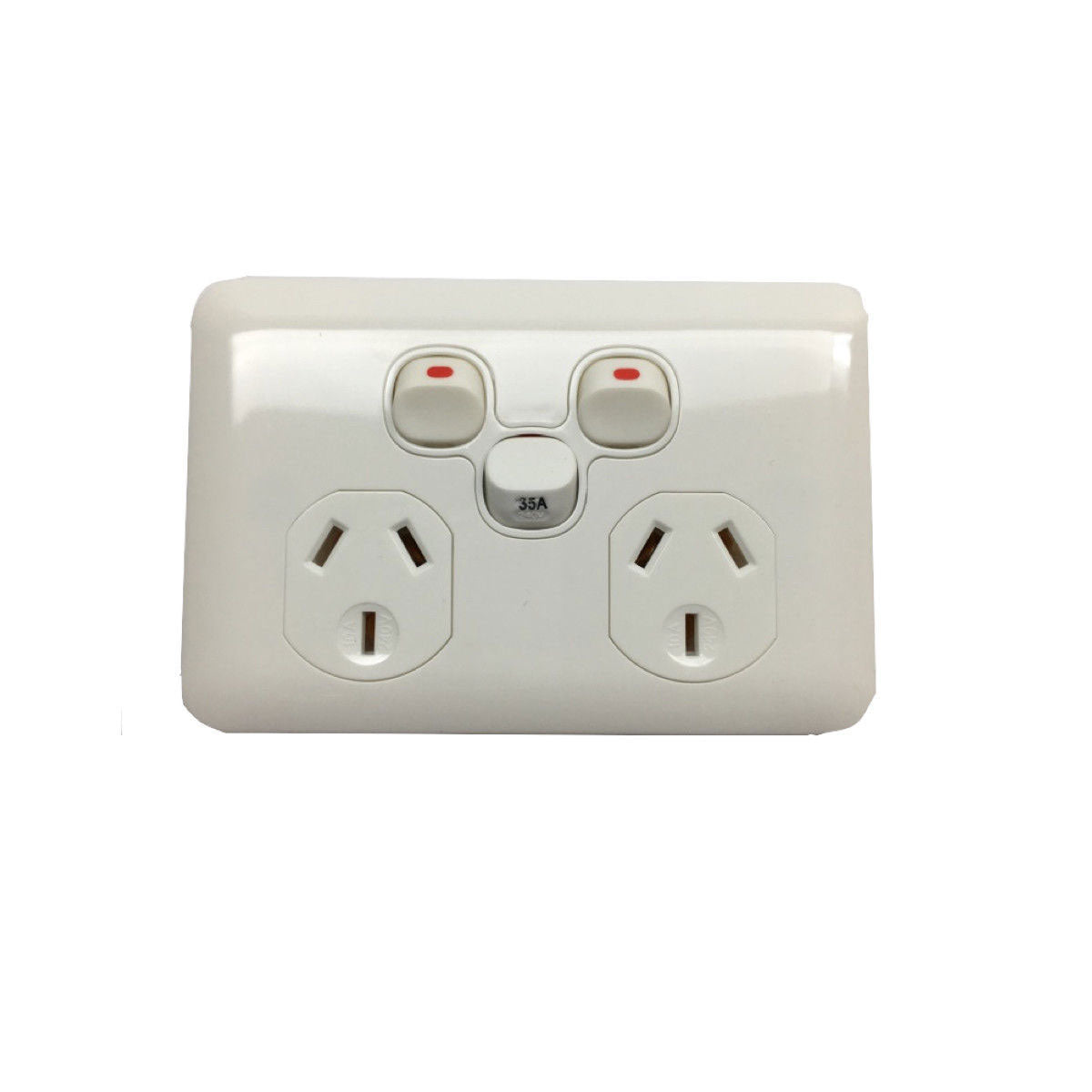 Slimline Wafer 35 Amp Double Power Point Extra Switch Outlet Socket DG ...
