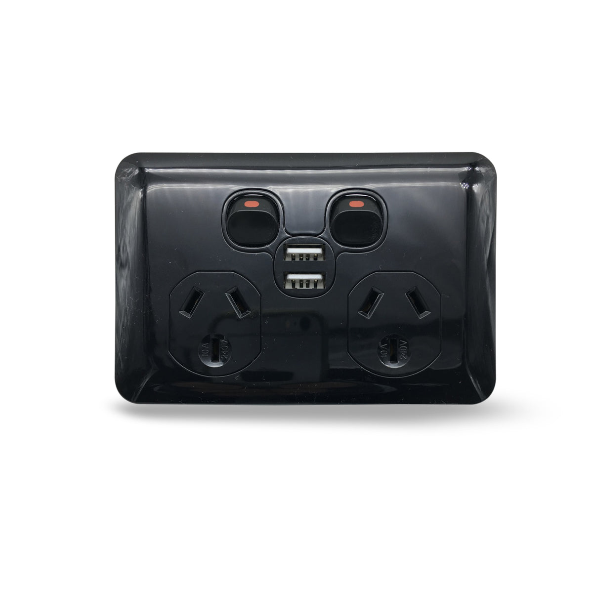 TWIN USB 2.1A 5v Slimline Power Point BLACK DGPO Fast Charge Wafer Soc ...