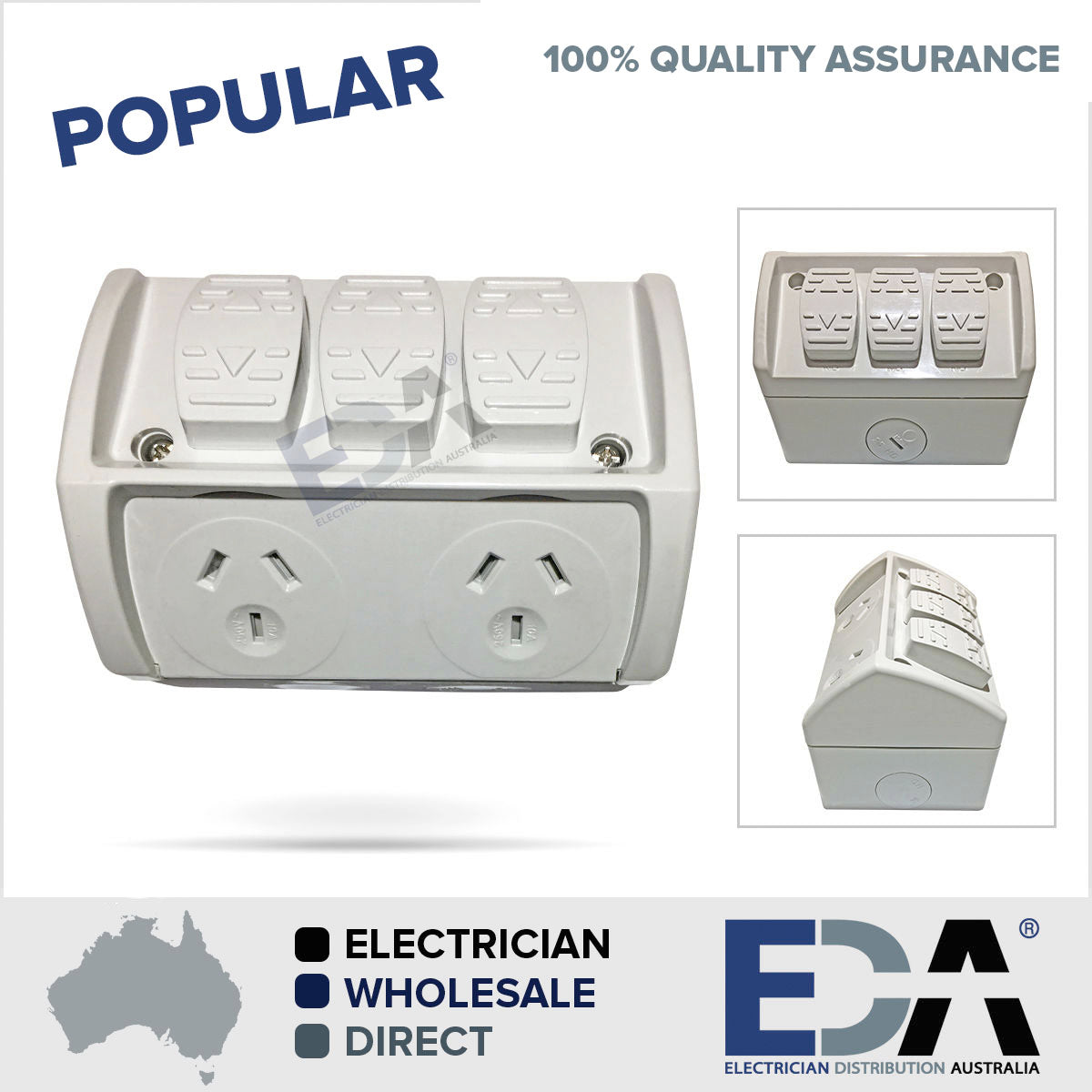 NEW Outdoor Weatherproof Double Power Point Extra Switch External (Wat ...