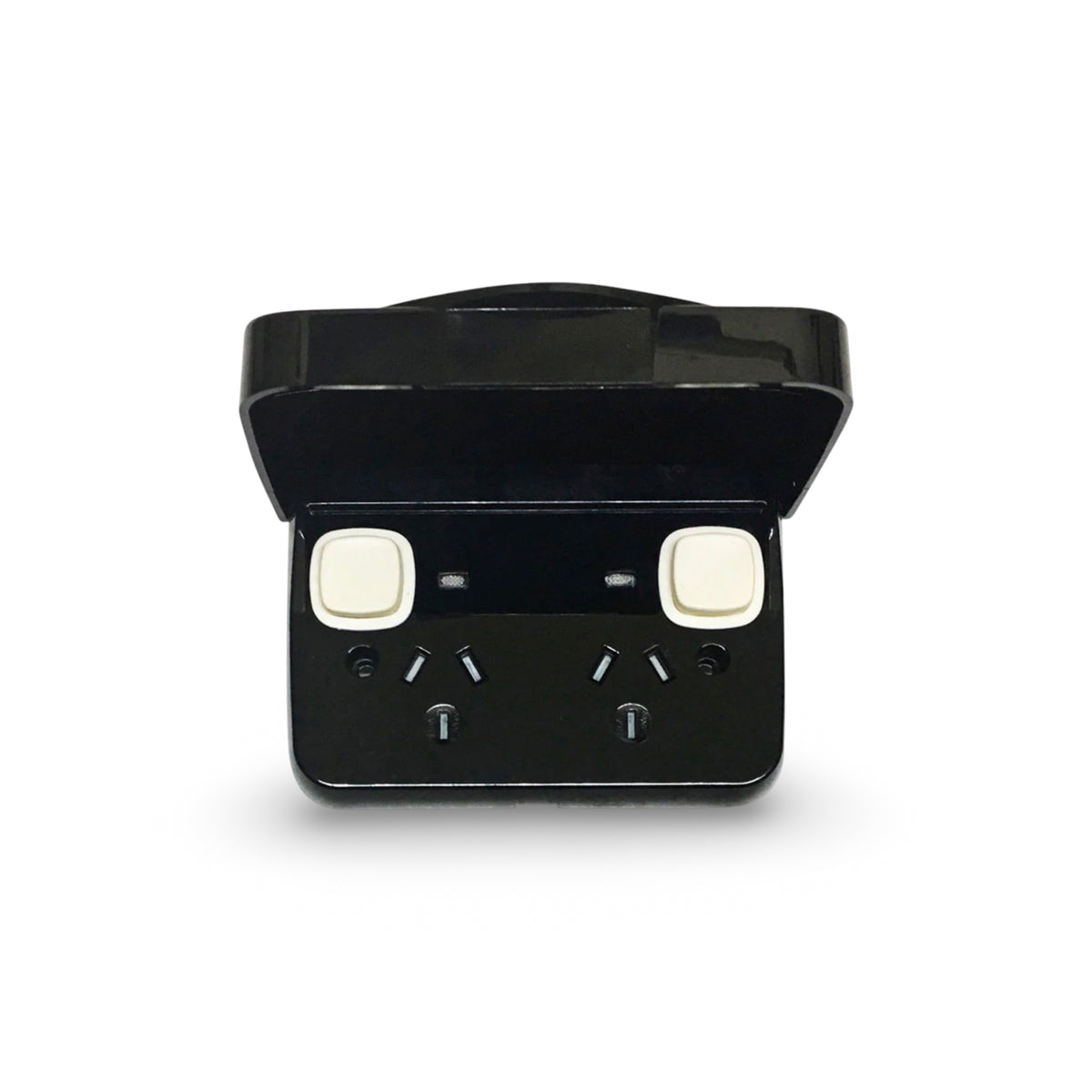 Weatherproof GPO Power Point DOUBLE POLE BLACK Double LID NEON IP65 EX ...