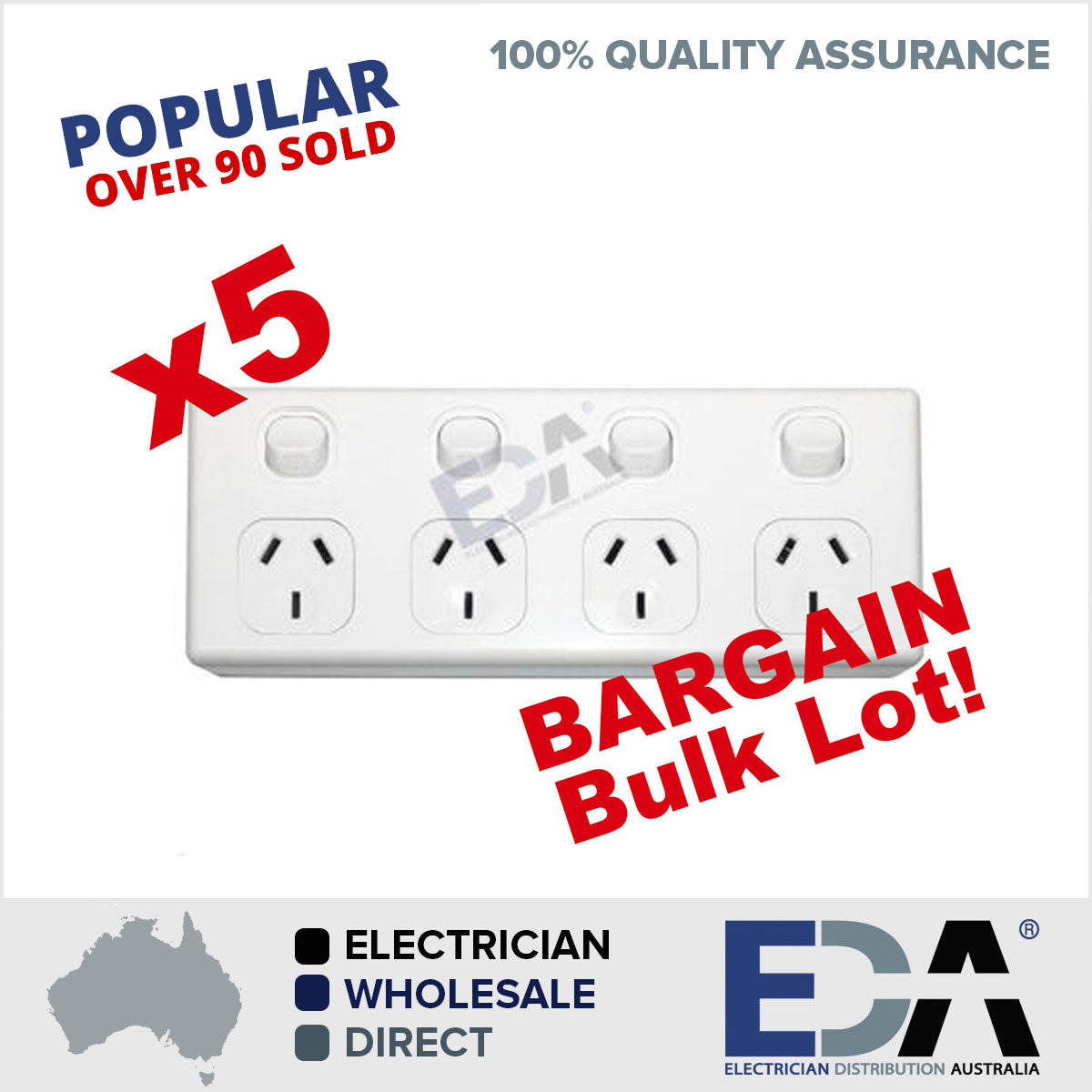 BULK 5 X 4 Gang GPO Power Point Quad Socket Outlet – EDA Online