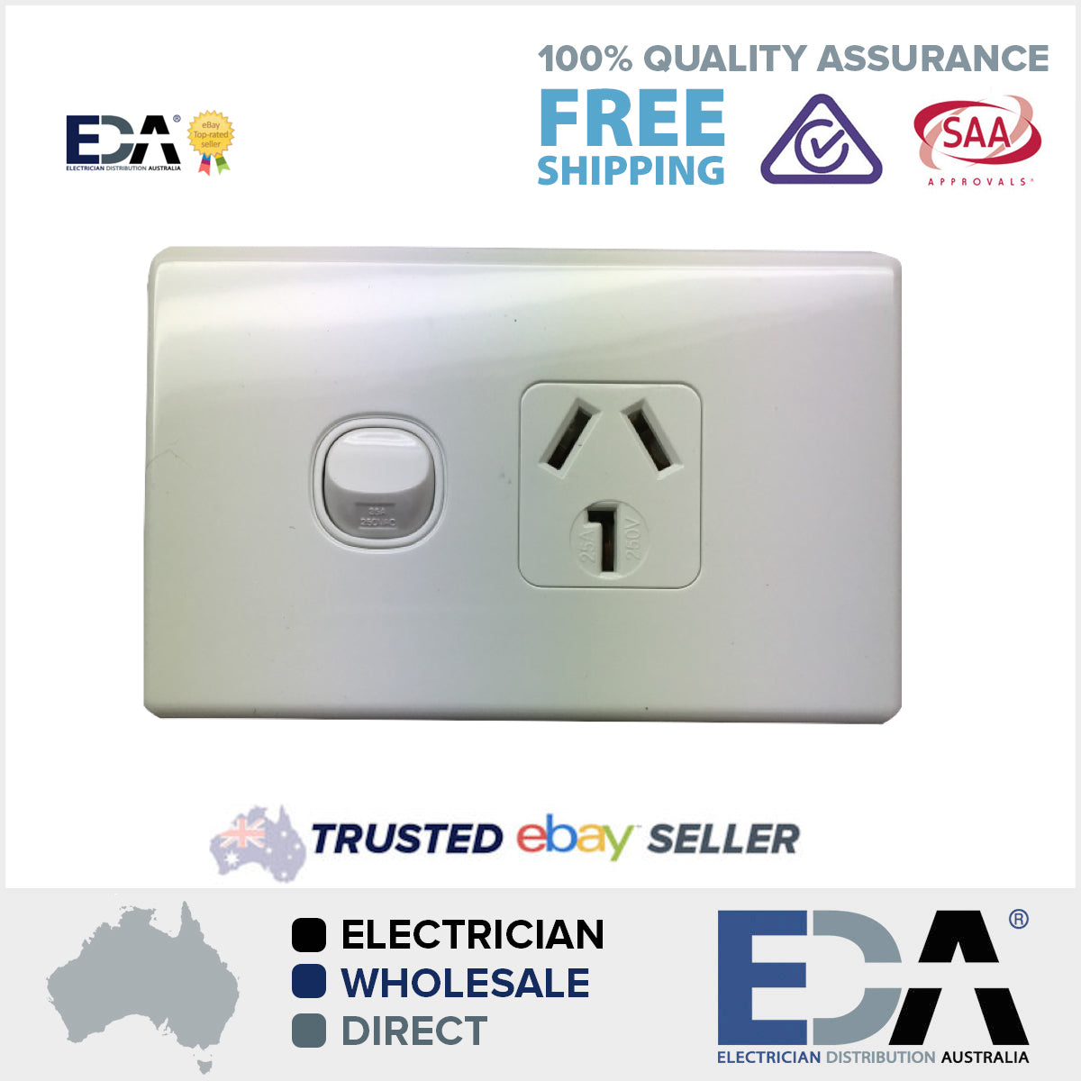 25 amp Single GPO Power Point Outlet Electrical – EDA Online