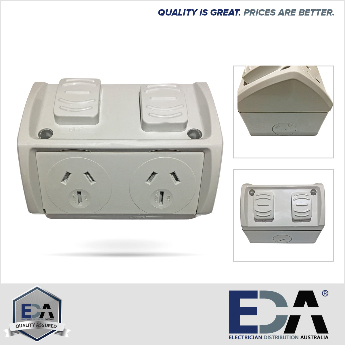 15A Water Proof Weatherproof Double Power Point GPO 15 Amp Socket DGPO ...