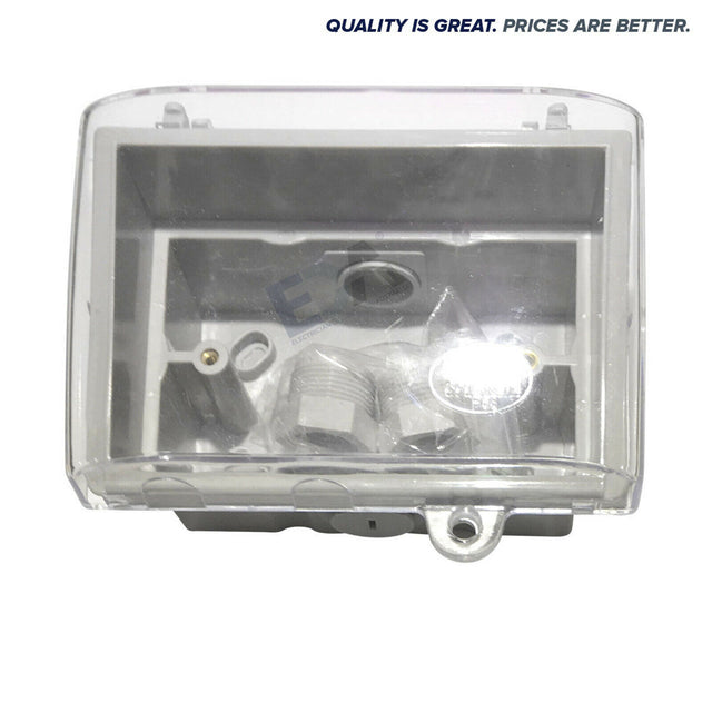 Outdoor Weatherproof Double GPO Powerpoint With Clear Lid Box Lock - 2 ...