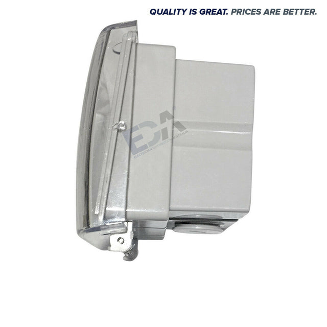 Outdoor Weatherproof Double GPO Powerpoint With Clear Lid Box Lock - 2 ...