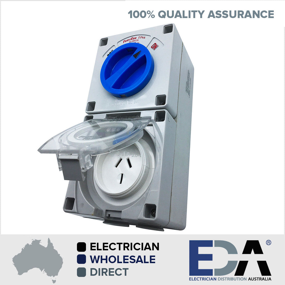 3 Pin 20 Amp 240V Switched Socket Outlet IP66 Weatherproof Industrial ...